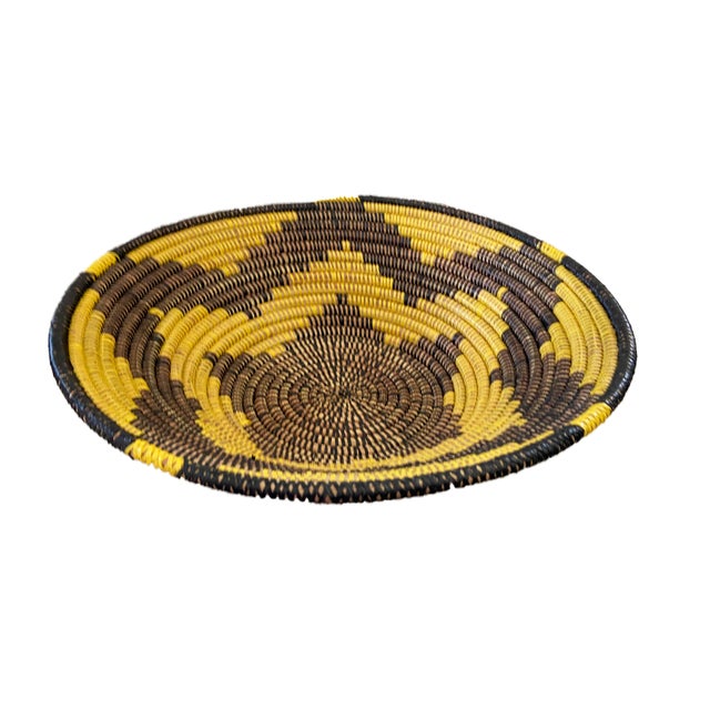 Lg Handmade Woven Wolof Basket From Senegal 17.5" in D | Chairish