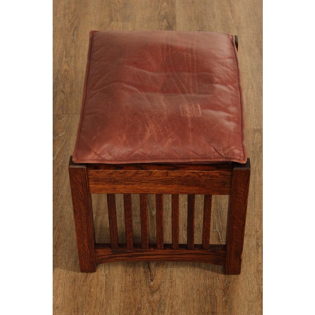 The Michaels Company Mission Style Oak and Leather Footstool | Chairish