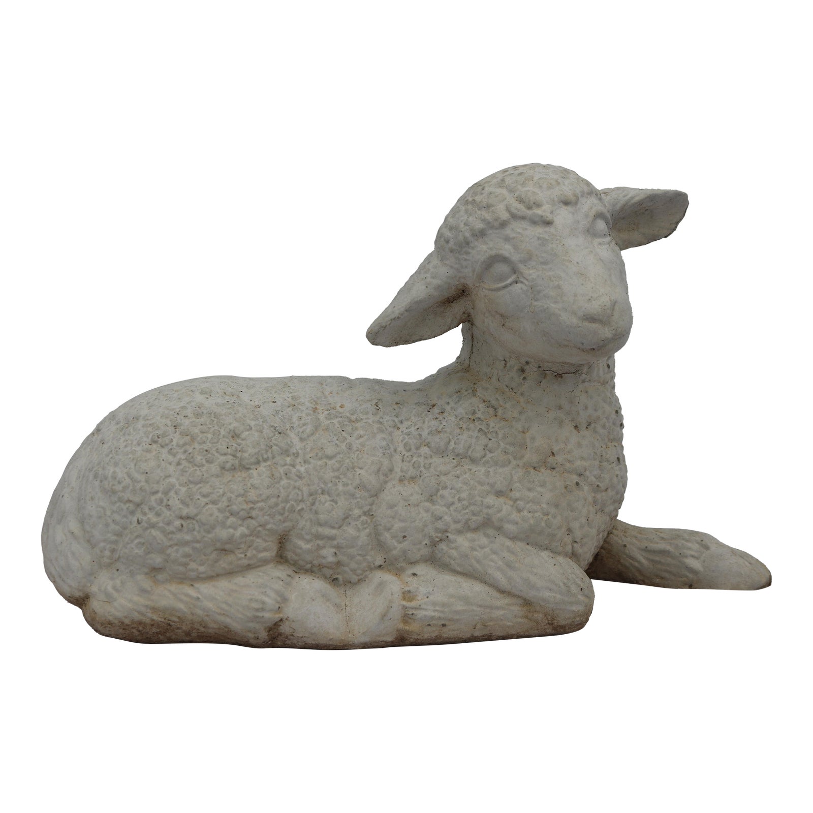 Cast Concrete Laying Lamb Garden Statue | Chairish