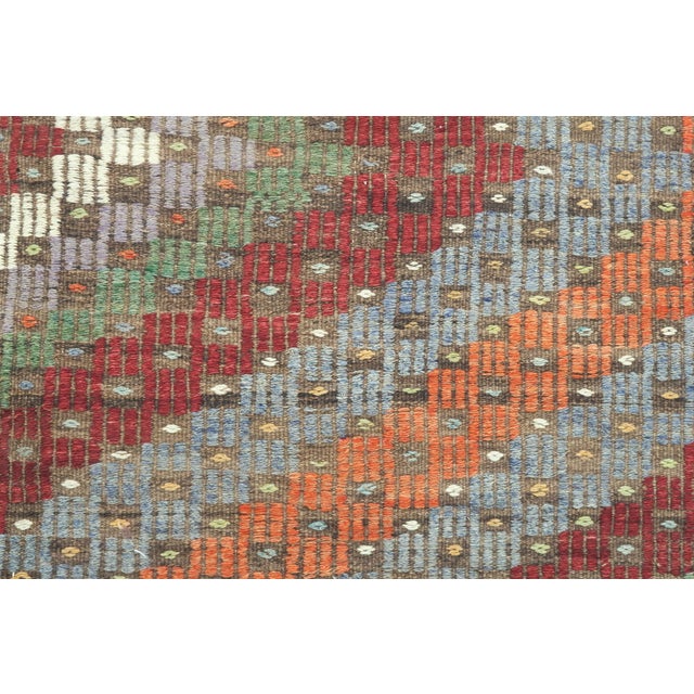 Mid 20th Century Sardes Nomads Kilim Embroidery Rug | Chairish