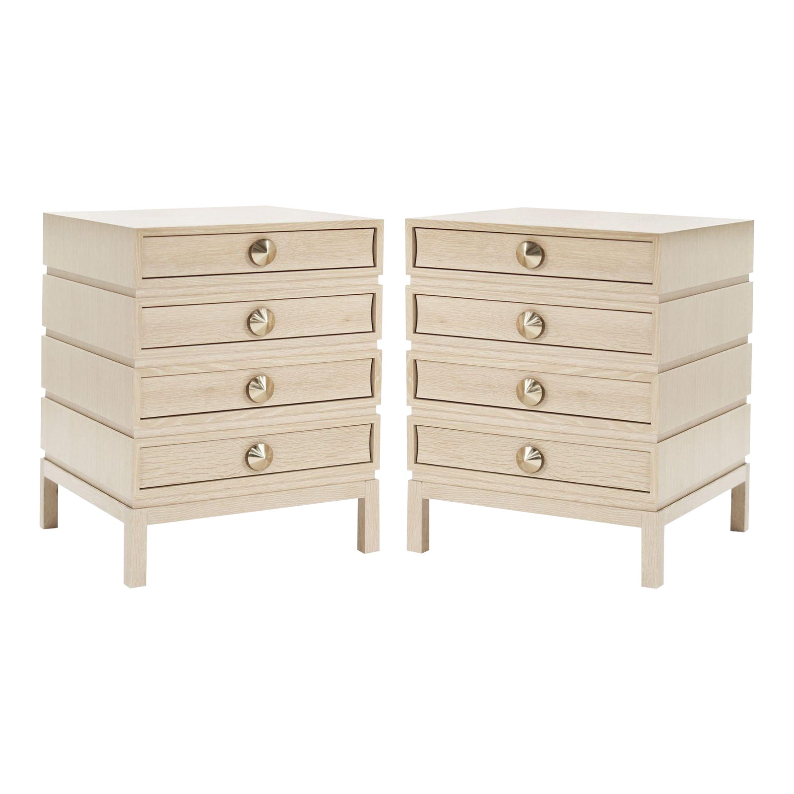 Stacked Bedside Tables in Limed Oak | Chairish