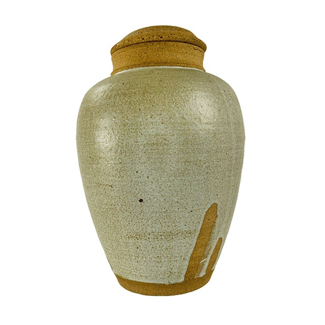 Mid 20th Century Hand Turned Clay Lidded Jar | Chairish