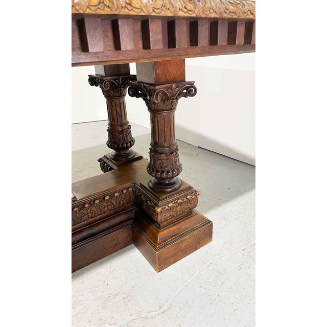 Antique Italian Renaissance Style Walnut Hand Carved 6 Column Library ...