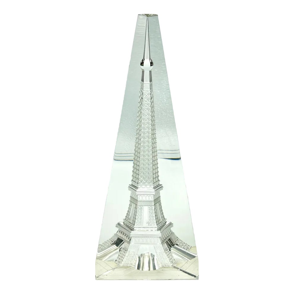 Lead Crystal Glass Obelisk with Eifell Tower from Desna, Czech Republic ...