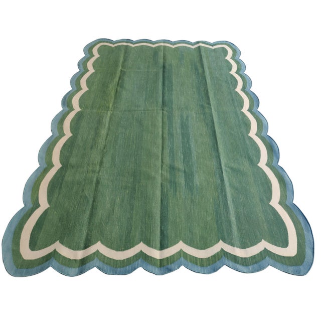 Handmade Cotton Scalloped Rug | Chairish