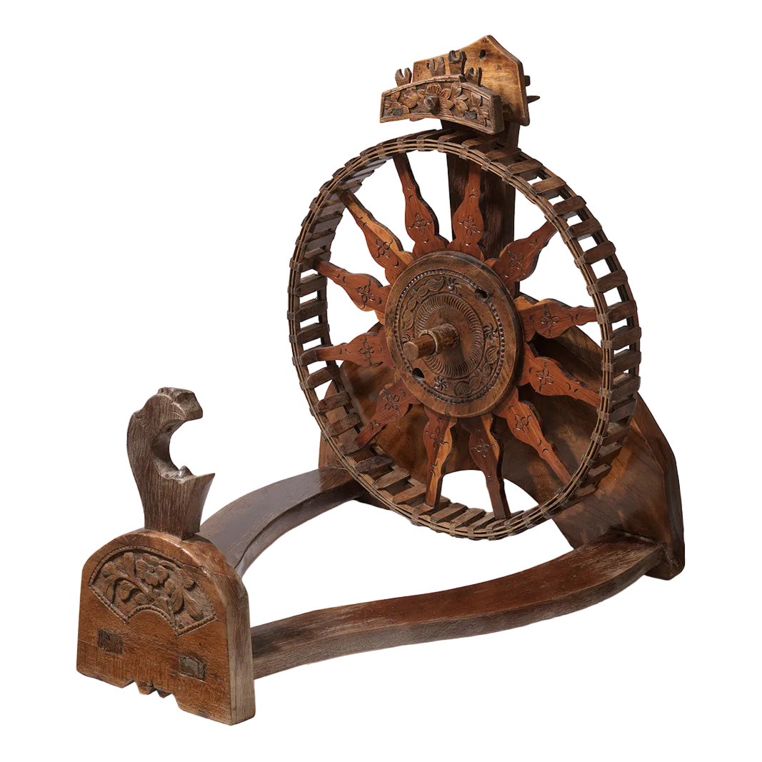 Antique Chinese Wooden Spinning Wheel | Chairish