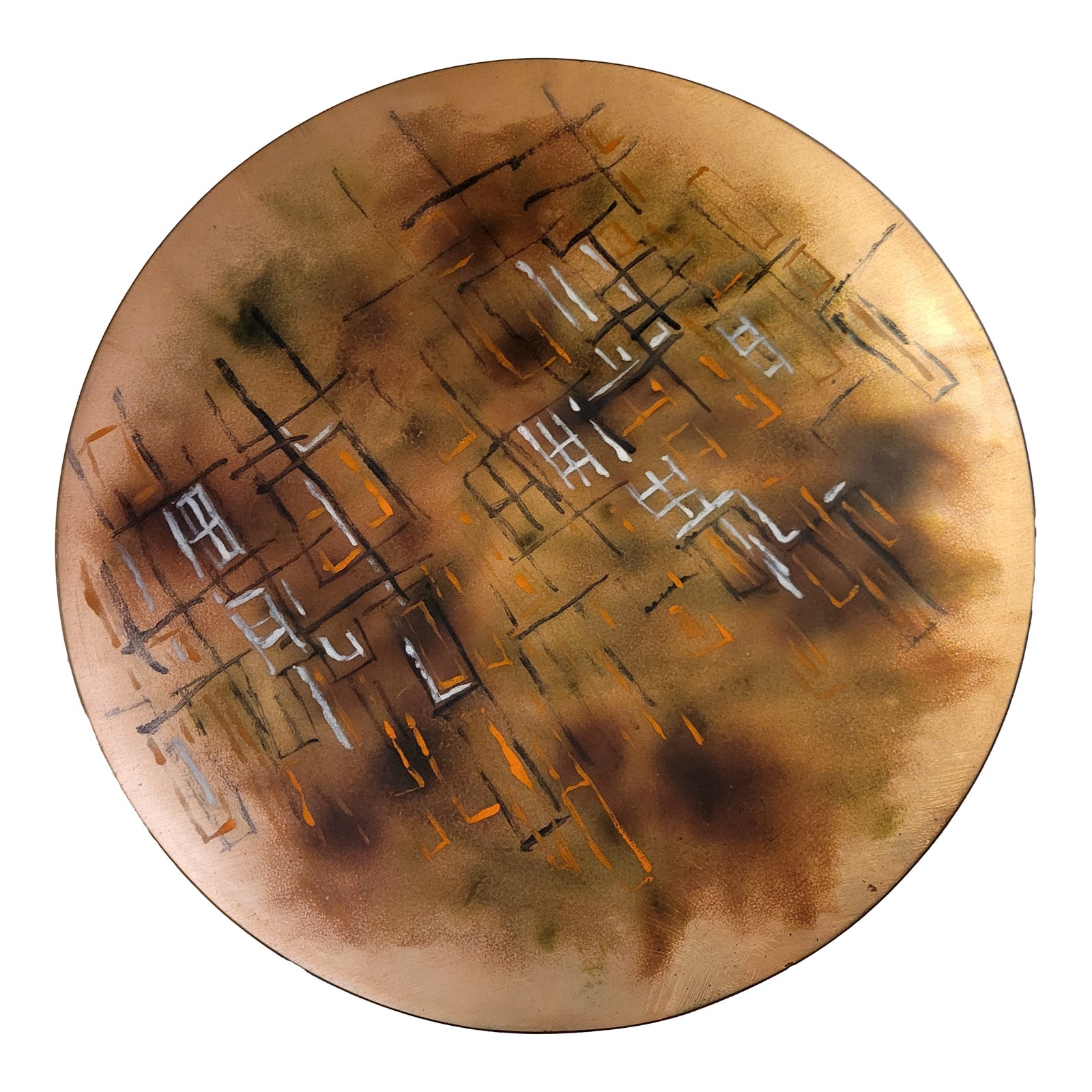 Mid 20th Century Modernist Signed Enameled Copper Plate by Louis ...