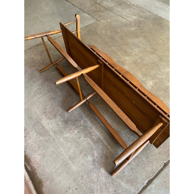 Vintage Windsor Style Farmhouse Pine Wood Long Entry Hall Bench | Chairish