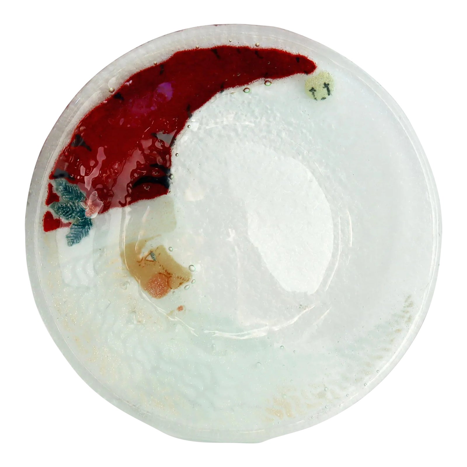 Fused Glass Santa Plate | Chairish