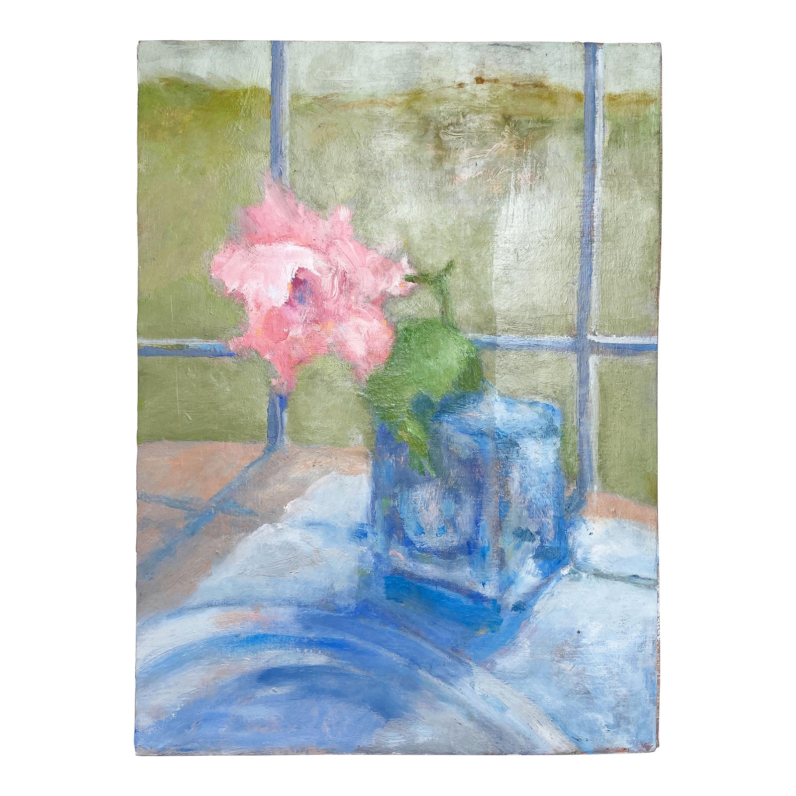 “Bud Vase With Garden Rose” Impressionistic Oil on Board Painting by ...