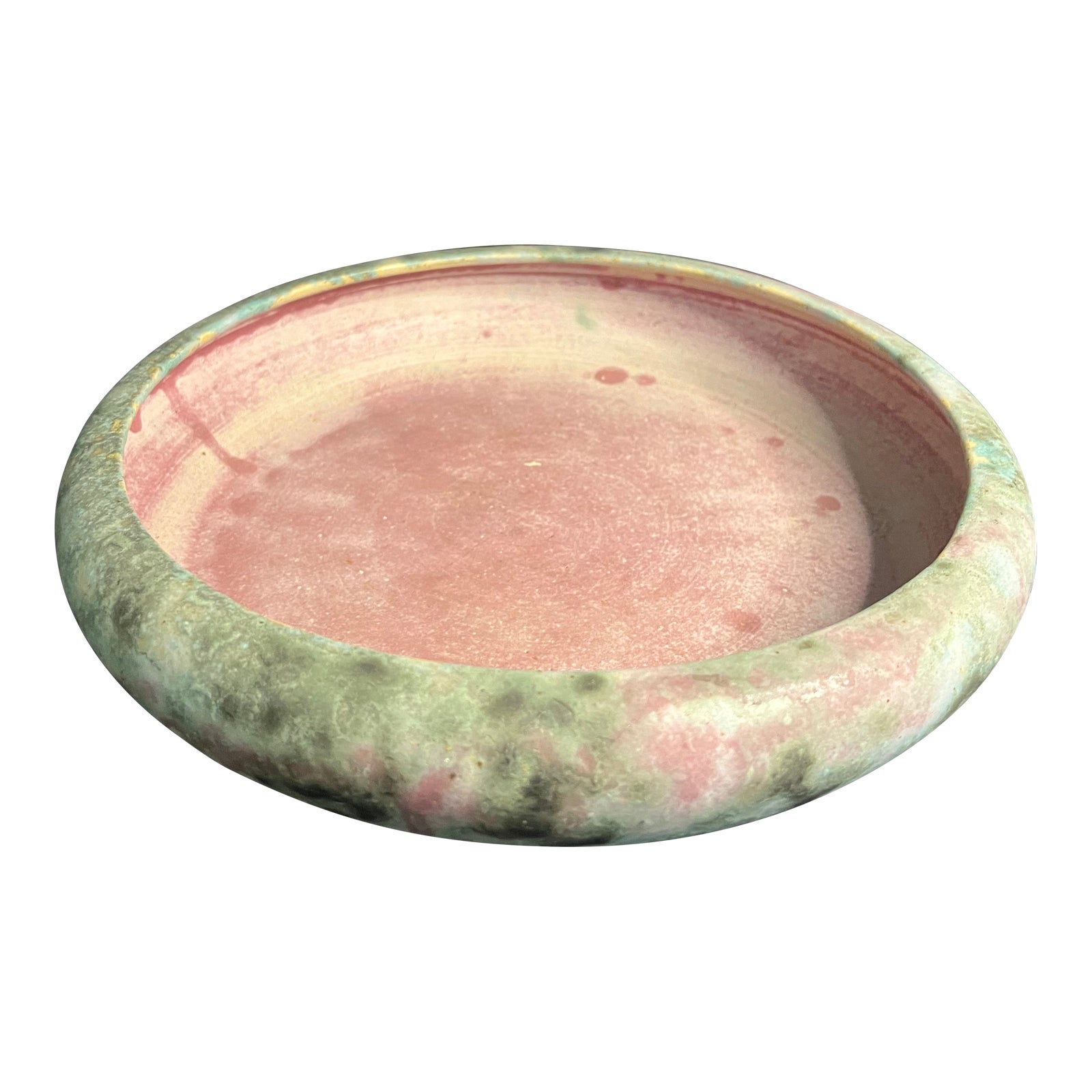 Burley Winter Low Bowl Pink and Green | Chairish