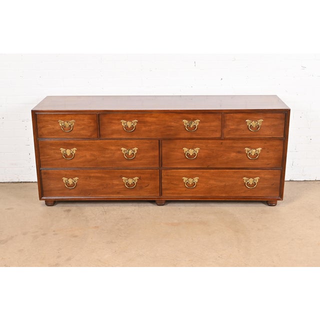Henredon Mid-Century Hollywood Regency Walnut Dresser or Credenza | Chairish