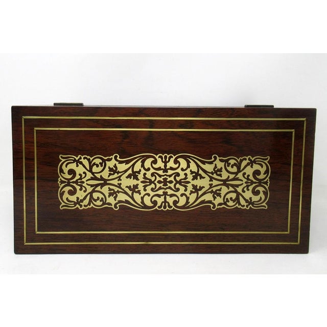 Antique English Regency Brass Inlaid Double Tea Caddy Box in Mahogany ...