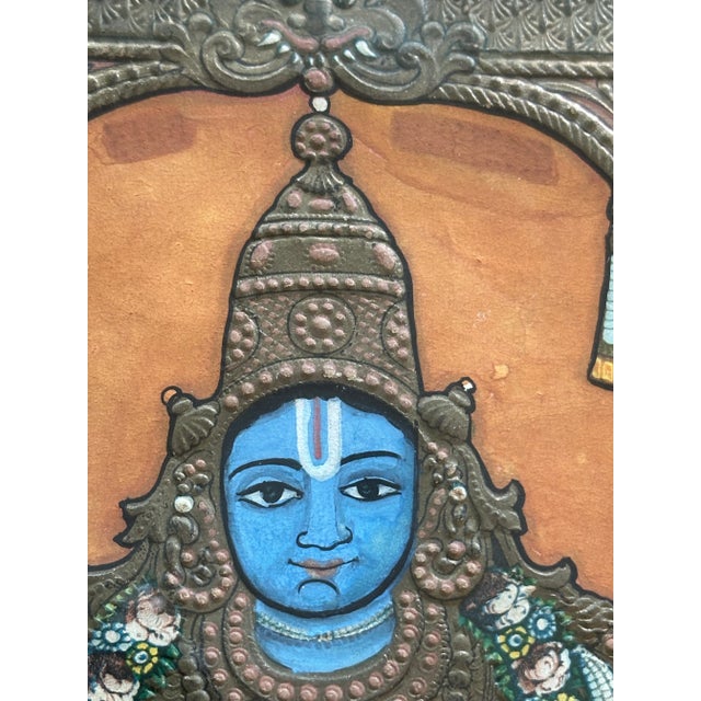 Early 20th C Tanjore Painting Dhanavantri Vishnu India Indian Thanjavur ...