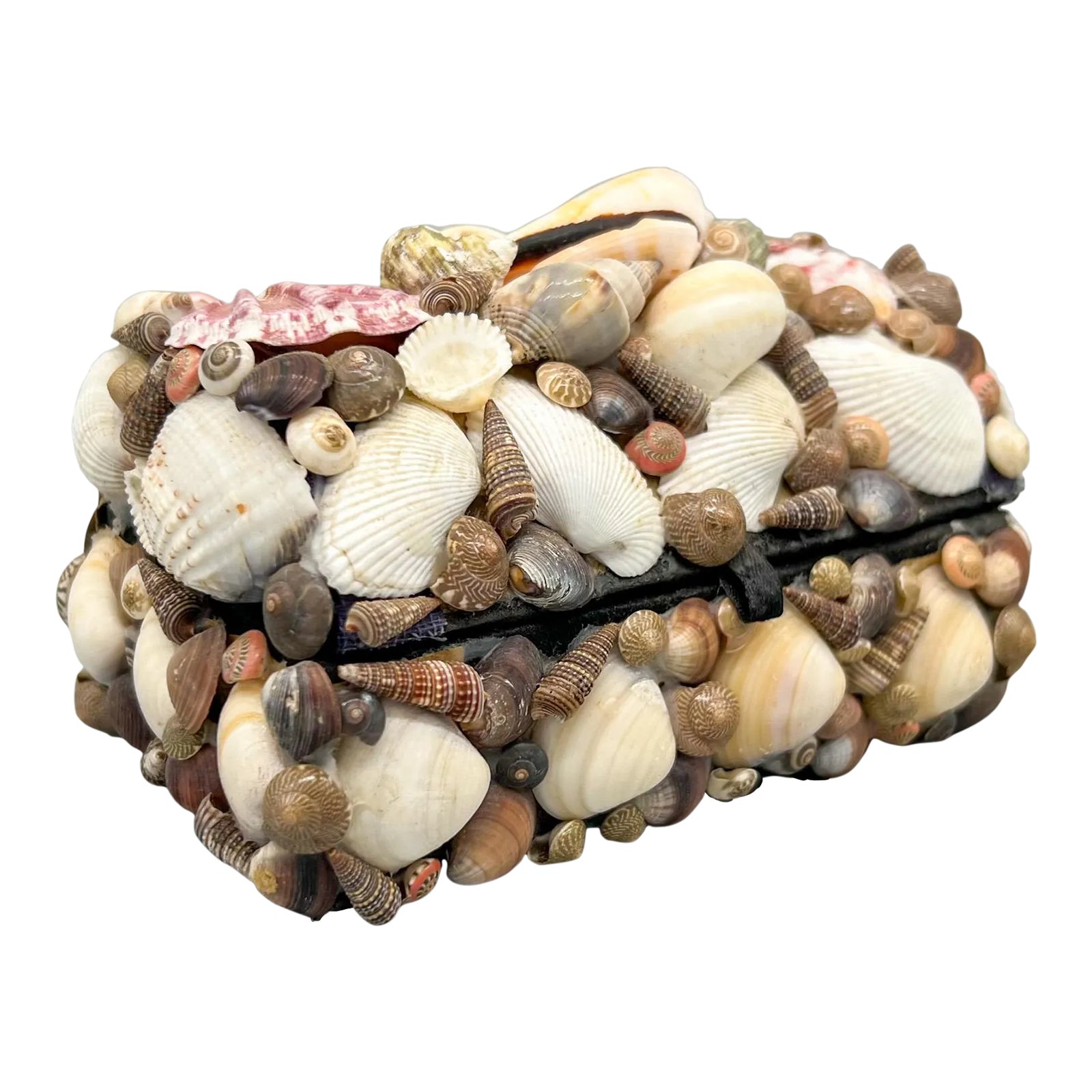 Vintage Nautical Seashell Encrusted Shell Box | Chairish