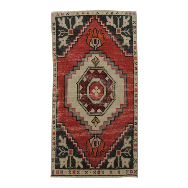 Vintage Wool Mini Rug | Chairish