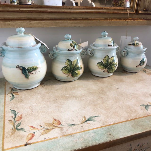 1990s Italian Hand-Painted Ceramic Canisters - Set of 4 | Chairish