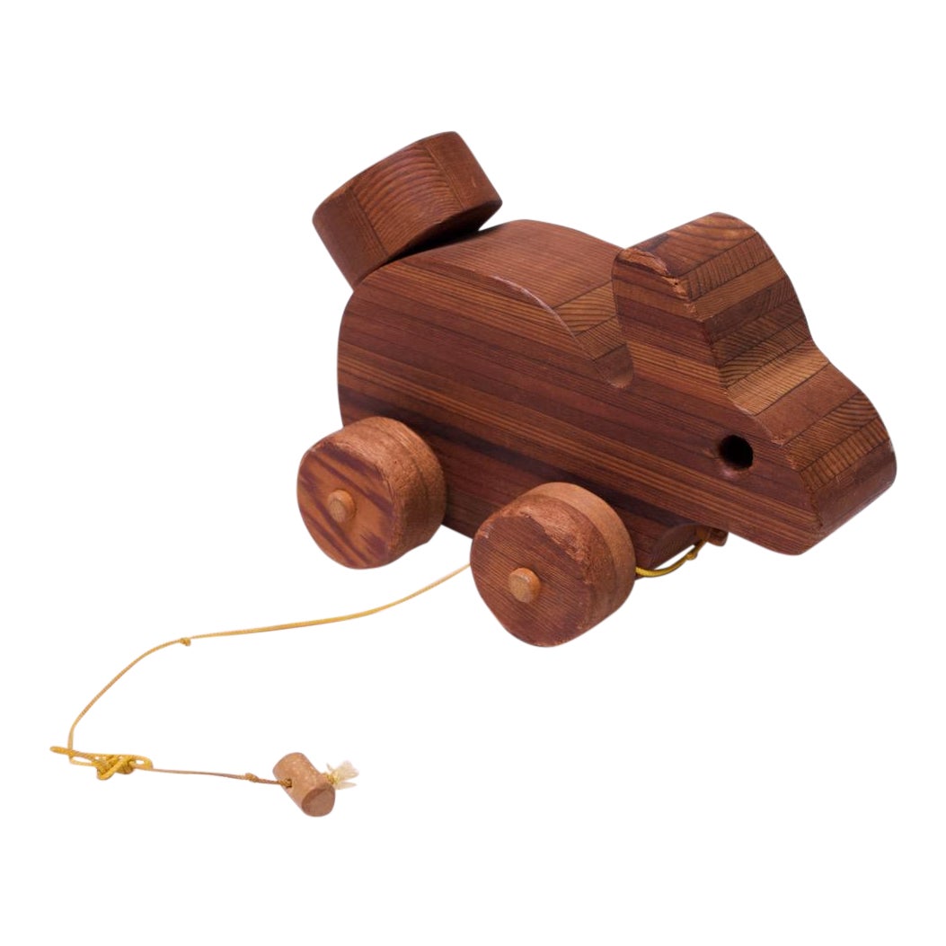 Danish Modern Staved Bunny Pull-Toy | Chairish