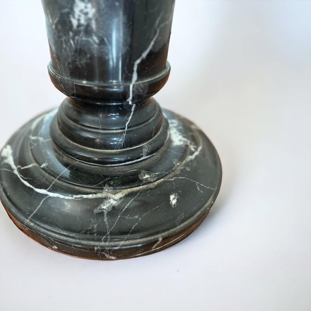 Vintage Solid Black Marble Pedestal | Chairish