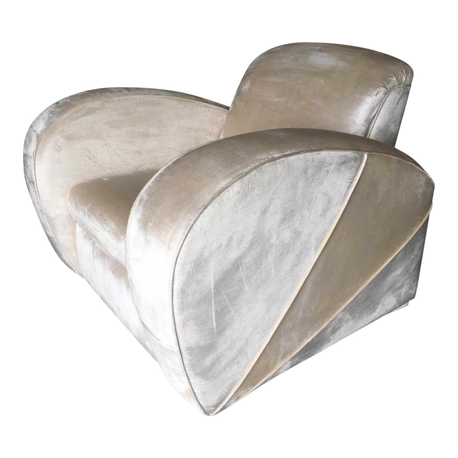 1970s Art Deco Pearl White Mohair Jazz Club Chair W/ Frankl Speed Arms ...