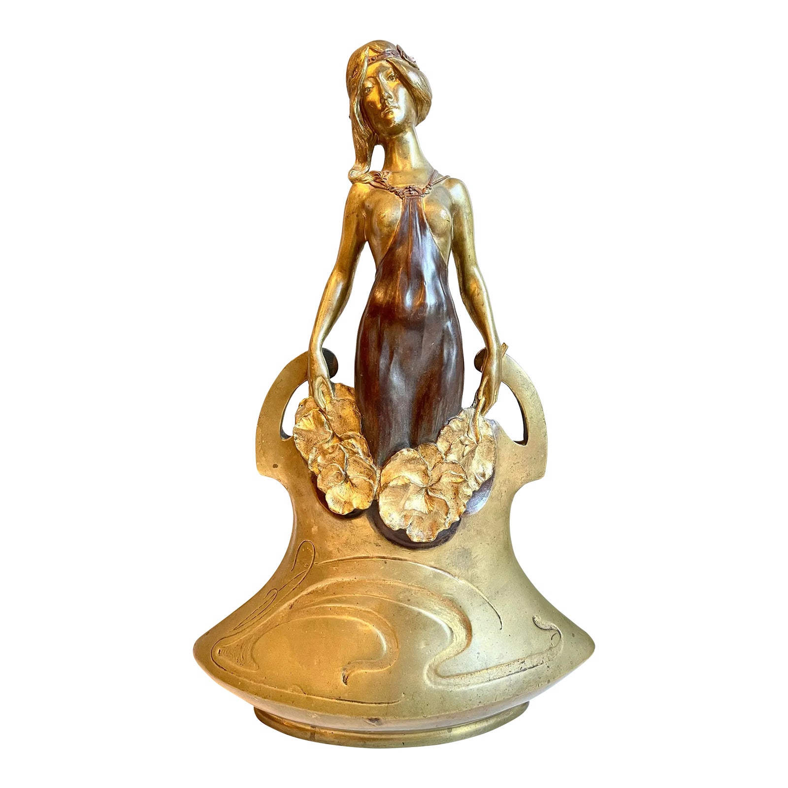 Late 19th Century Antique Art Nouveau Charles Korschann Bronze Vase ...