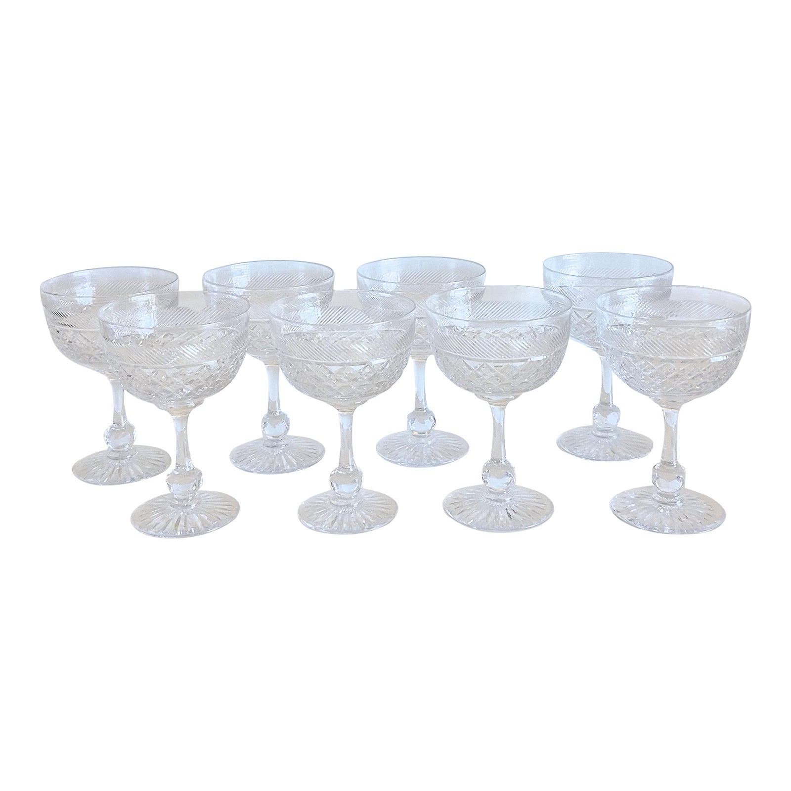 Vintage Tudor England Crystal Champagne Coupes Set of 8 Cocktail ...