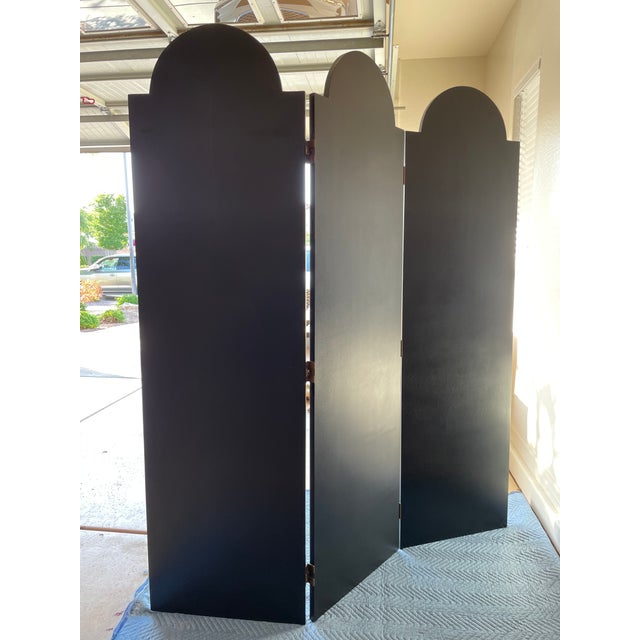 3-Panel Hand-Painted Wood Screen | Chairish