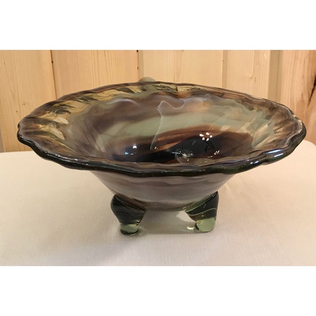 Mid Century Modern Hand Blown Art Glass Centerpiece Bowl Chairish