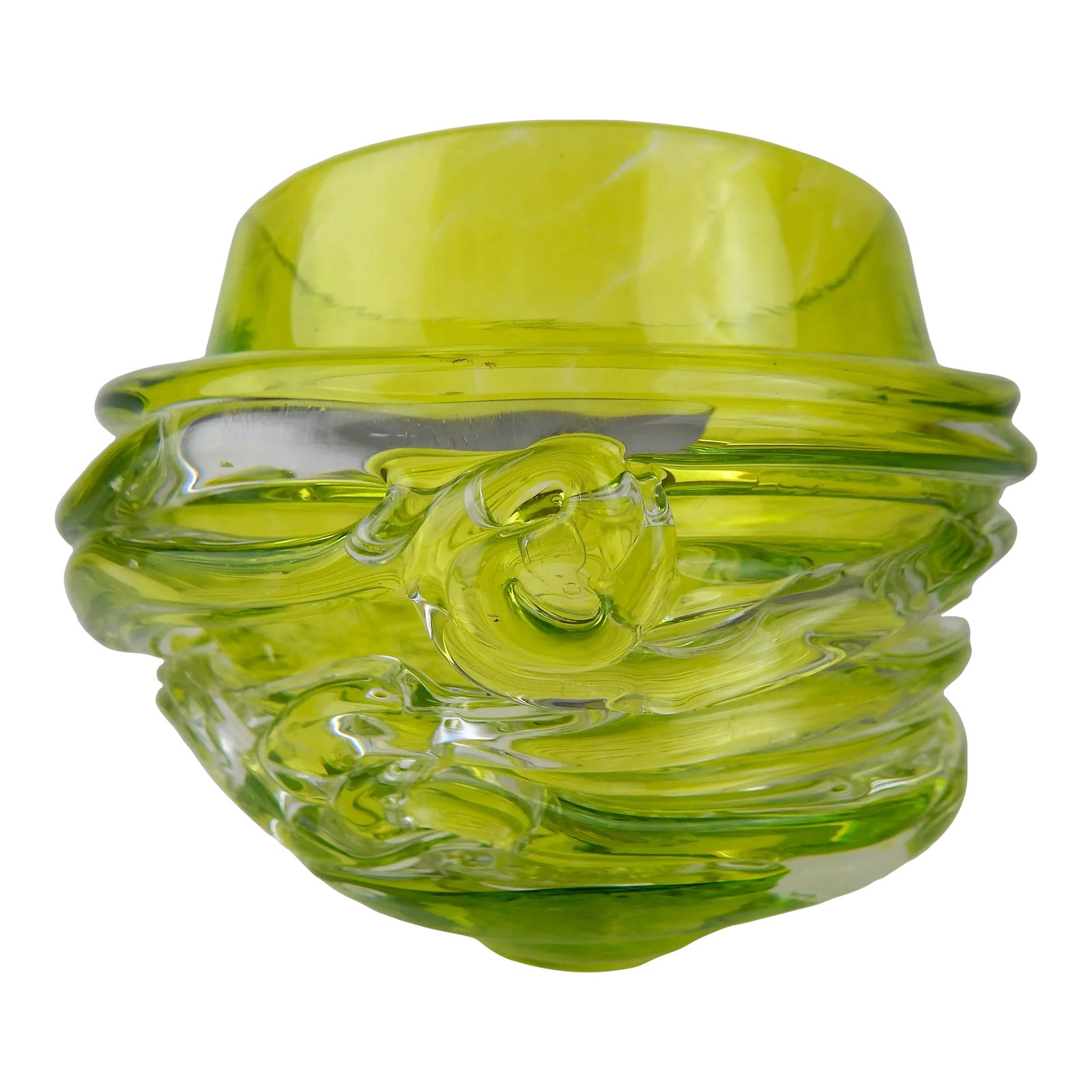 Modern Chartreuse Art Glass Bowl by Merilee Moore | Chairish