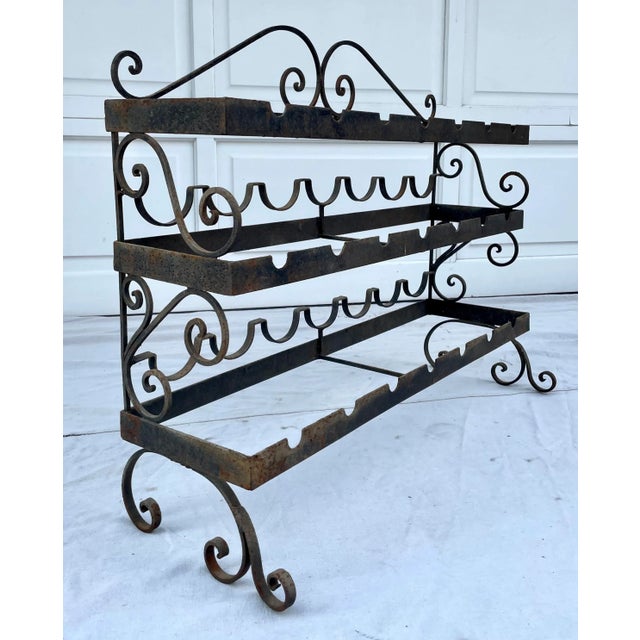 Vintage Rustic Iron Indoor/Outdoor Wine Rack | Chairish