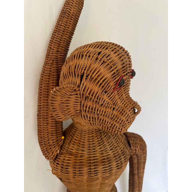 Mid Century Large Wicker Rattan Monkey | Chairish