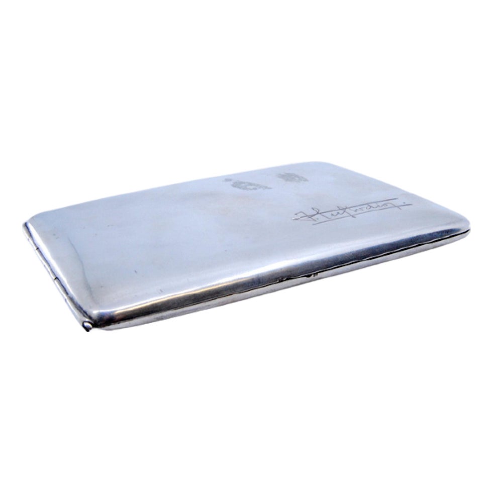 Silver Cigarette Case with Hinged Lid | Chairish