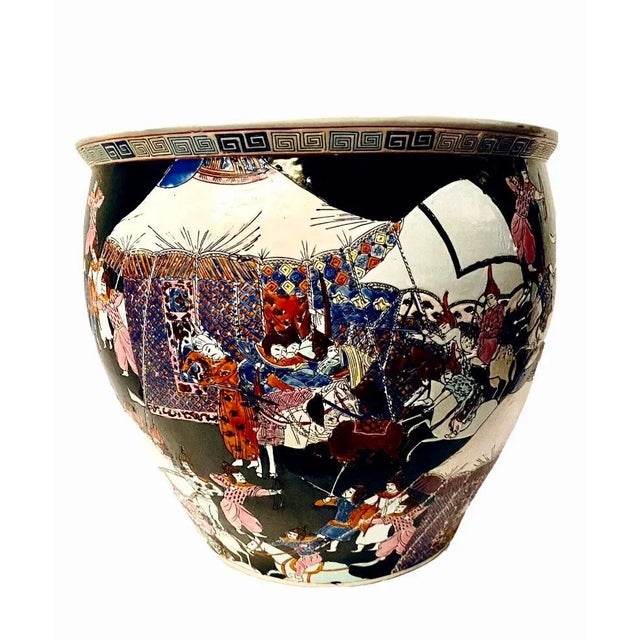 Mid 20th Century Large Chinese Export Famille Noire Storybook Fish Bowl ...