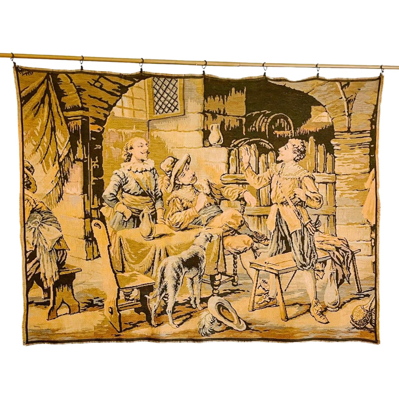 Antique French Country Tapestry Wall Hanging | Chairish
