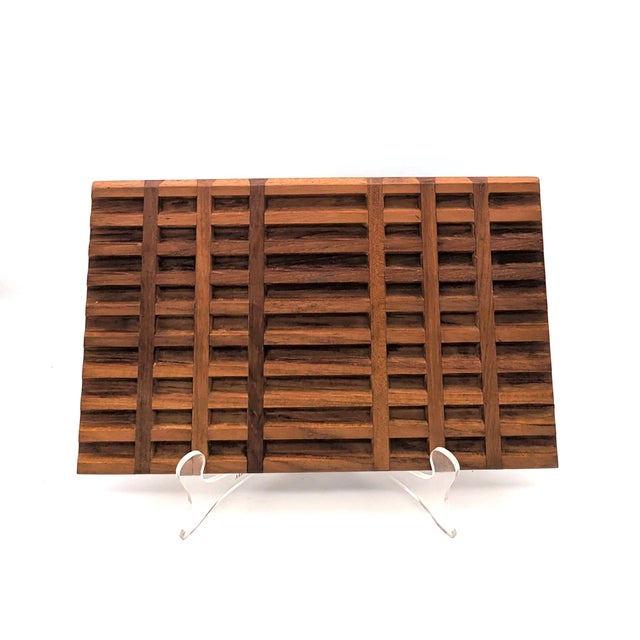 Vintage Dansk Teak Wood Grate / Lattice Bread Cutting Crumb Board and ...