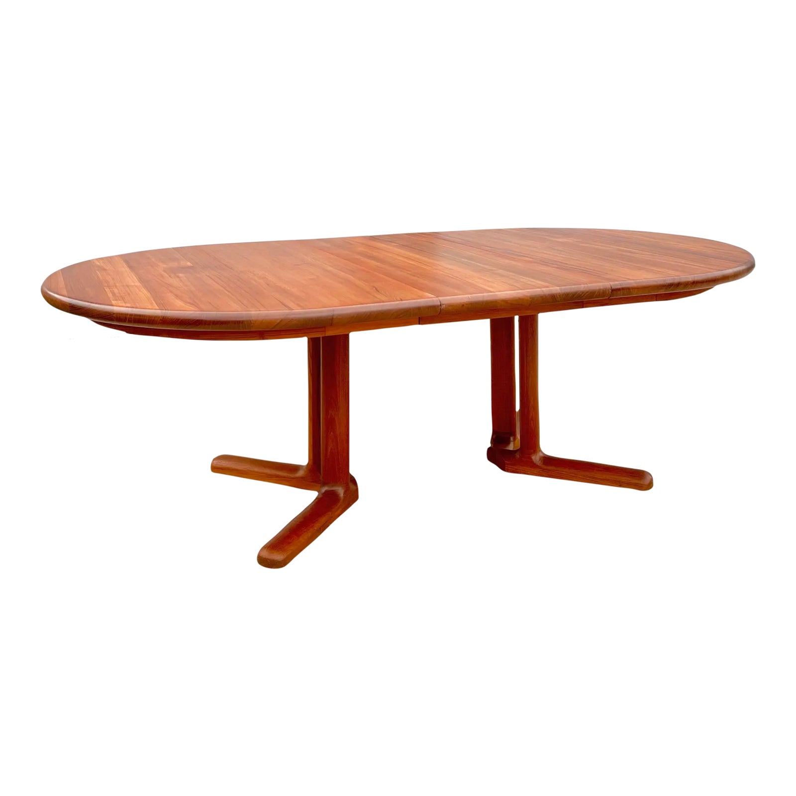 Mid Century Modern Extendable Rounded Dining Table With Pedestal Style ...