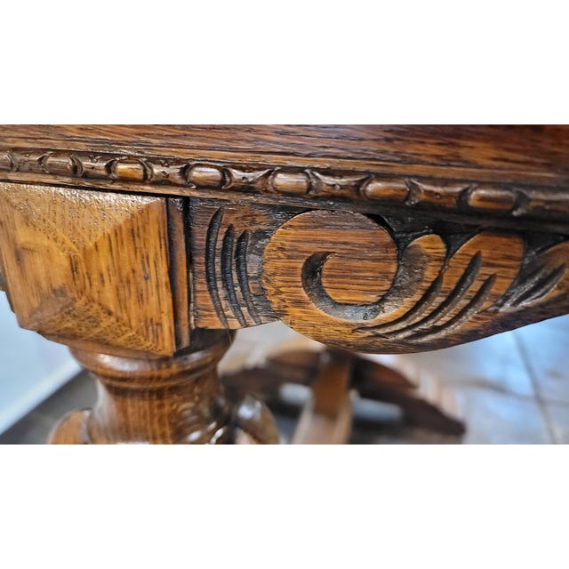 Antique English Oak Draw Leaf Table Hand Carving Jacobean Pineapple ...
