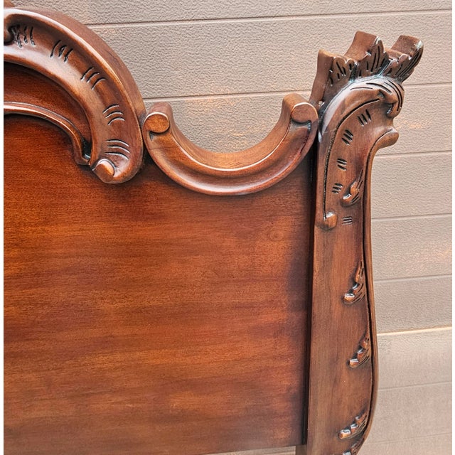 Ralph Lauren Renaissance Revival Style Carved Mahogany Queen Bed | Chairish