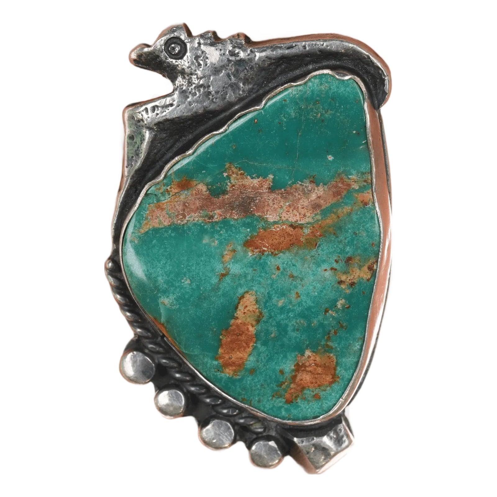 Sz9 Chief Wolf Robe Hunt (1905-1977) Acoma Silver Large Turquoise ...