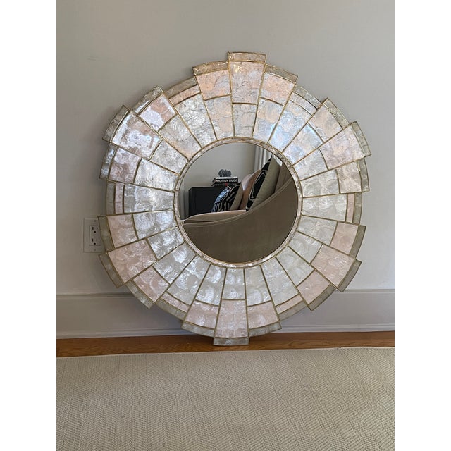 Round Capiz Shell Mirror | Chairish