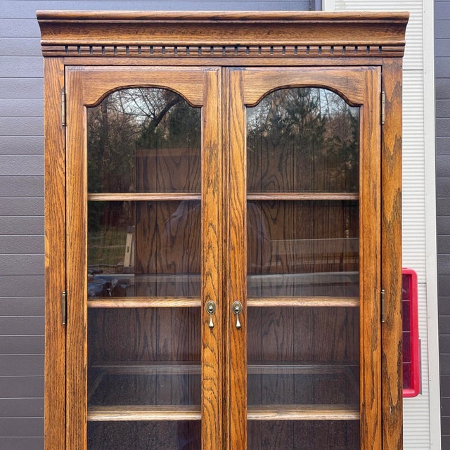 1980s Knob Creek Traditional Solid Oak 3 Drawer Bookcase Unit or ...