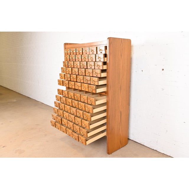 Mid-Century Modern Oak 72-Drawer Library Card Catalog Cabinet, Circa ...