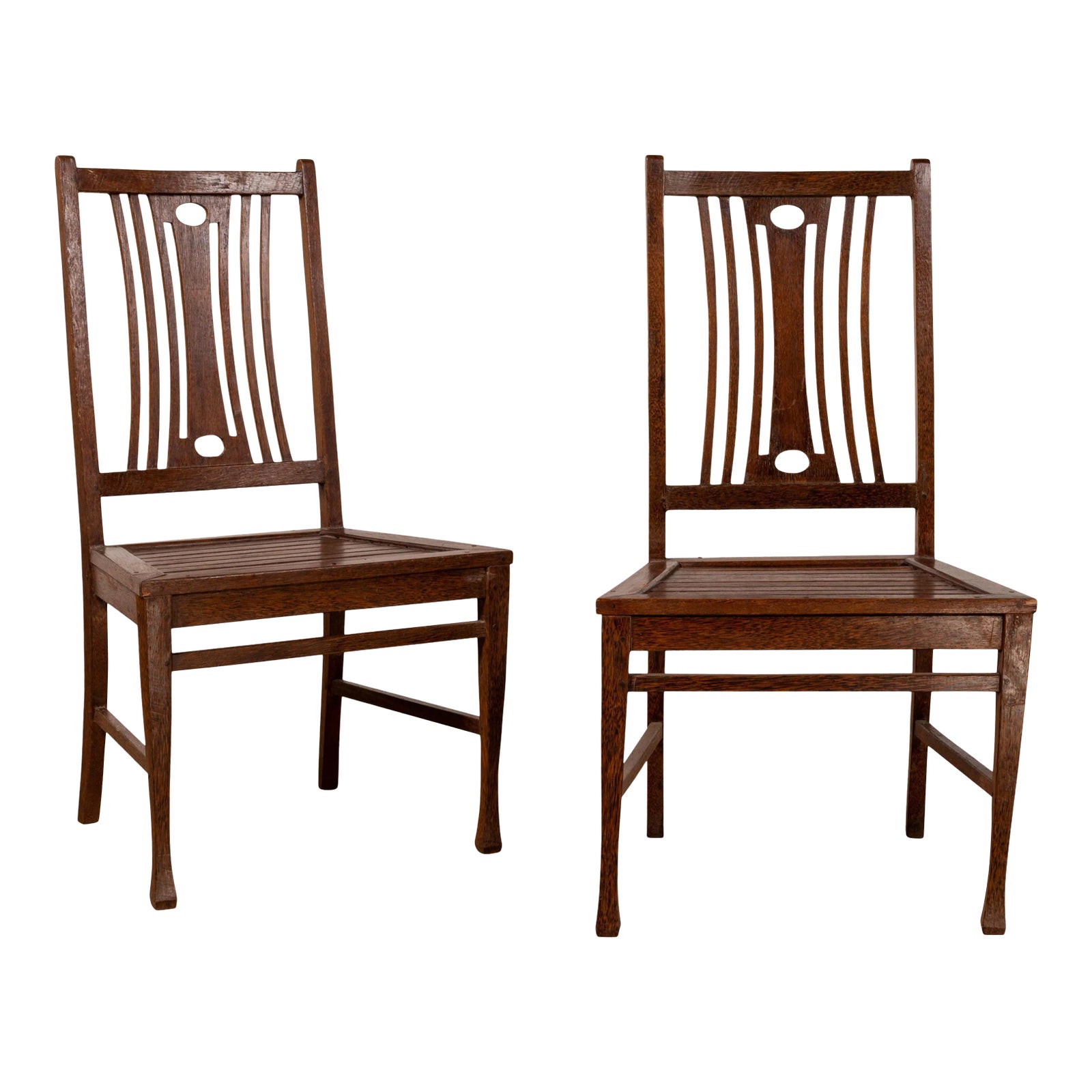 Midcentury Wooden Vintage Indonesian Side Chairs with Pierced Splats ...