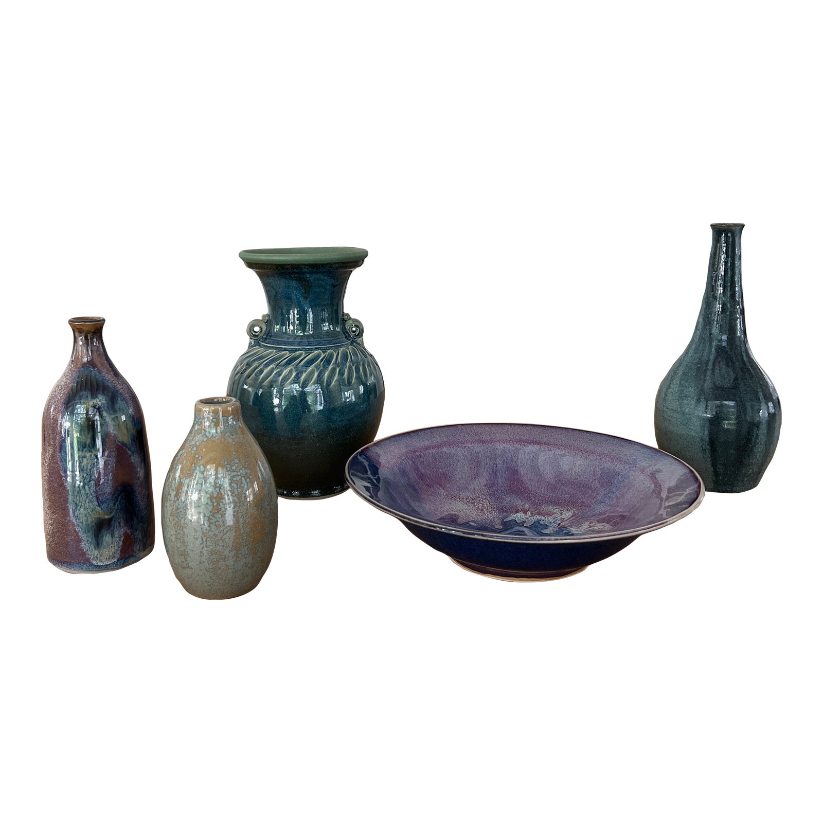 Collection of Contemporary Studio Art Pottery Vessels- Set of 5 | Chairish