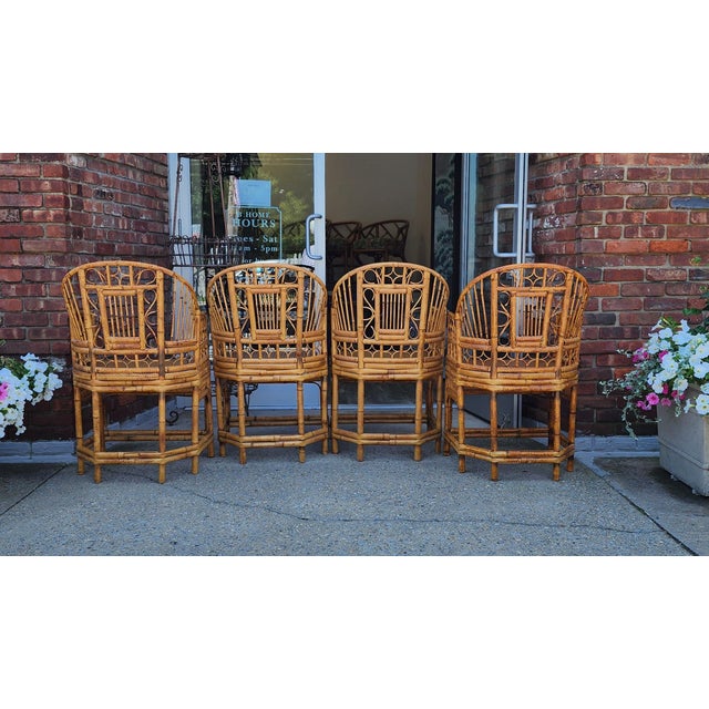 Set of 4 Brighton Pavilion Style Bamboo Dining Armchairs, Mid 20th ...