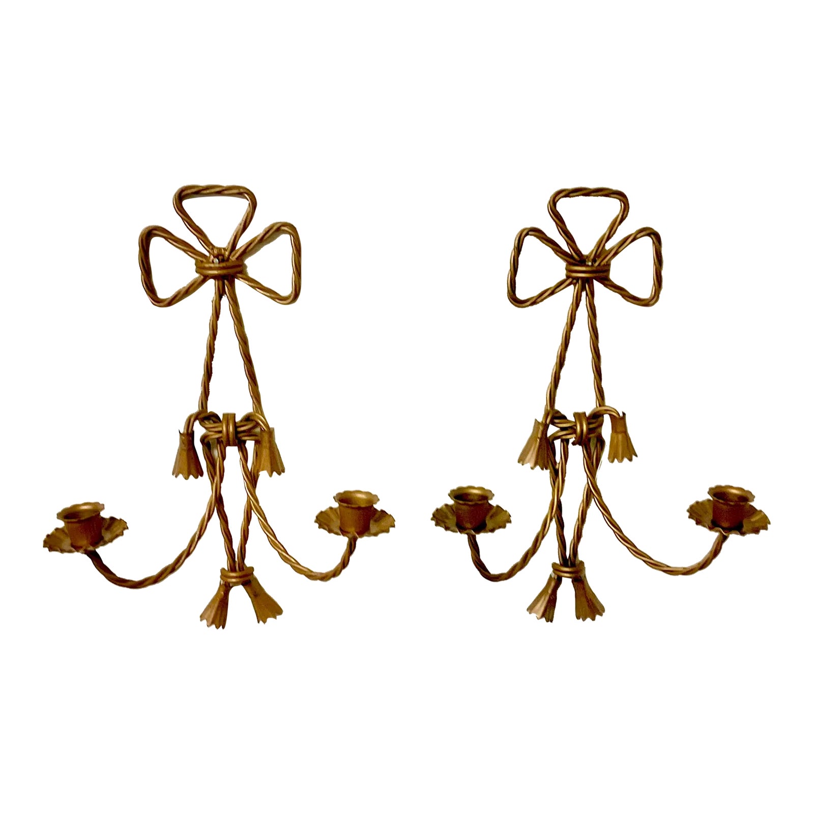 1970s Vintage French Hollywood Regency Boho Chic Twisted Rope Candle ...