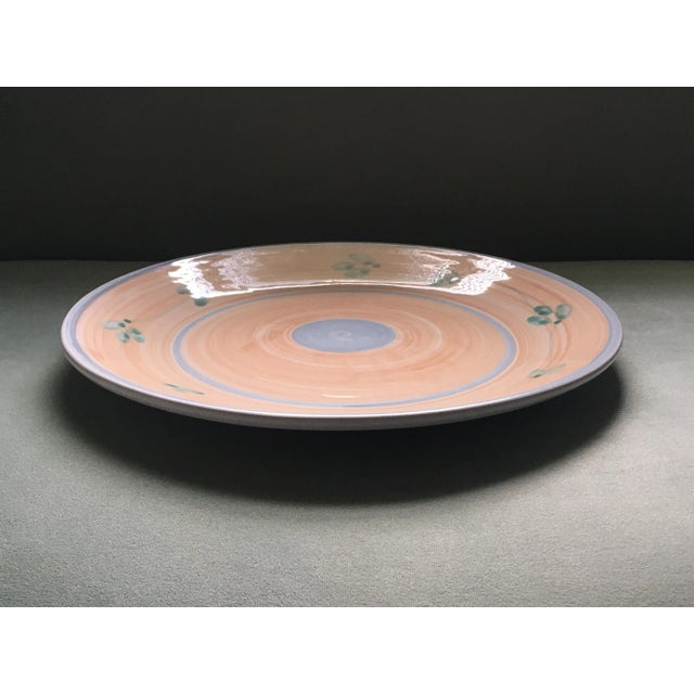 Vintage Caleca Peach Floral Italian Ceramic Serving Platter | Chairish