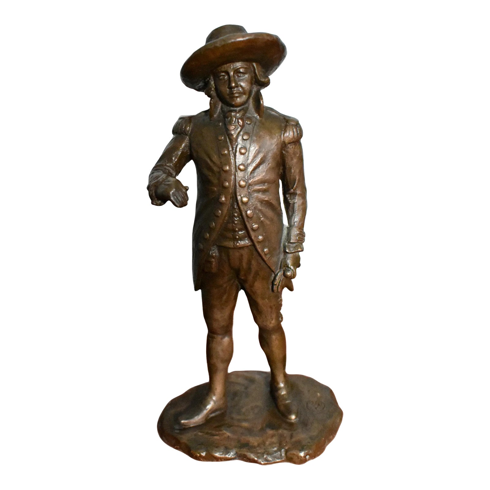 Vintage Bronze Colonial Figure of Well Dressed Man | Chairish