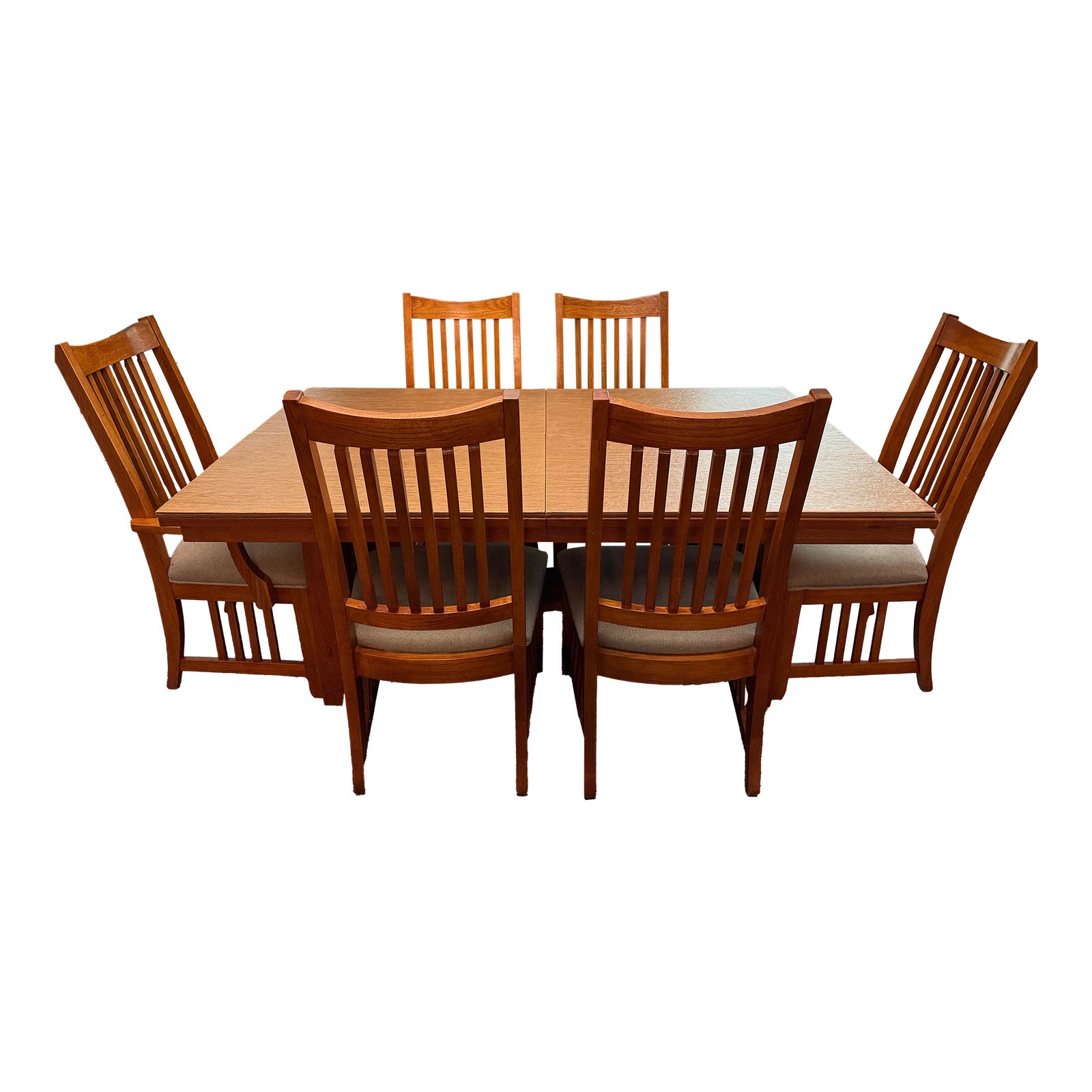 Mission Style Dining Table and Chairs - Set of 7 | Chairish