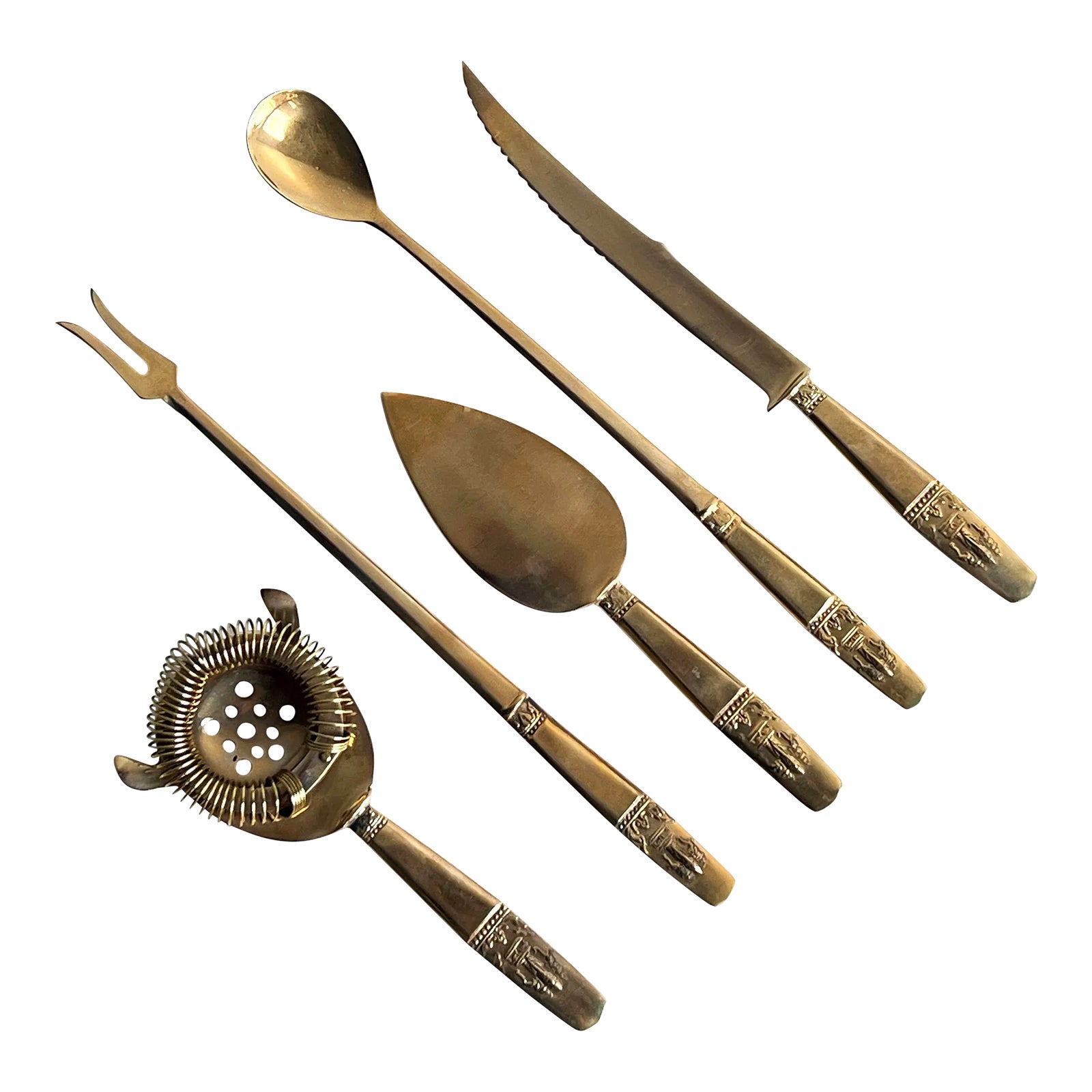 Mid Century Modern Thai Brass Bar / Cocktail Tools – Set of 5 | Chairish